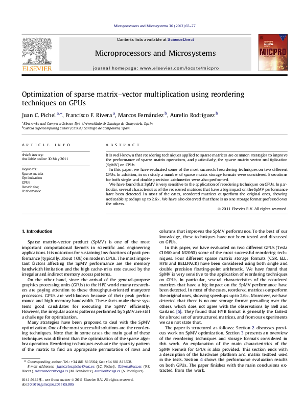 (PDF) GPU Optimization for Sparse Matrix-Vector Multiplication (PDF) GPU Optimization for Sparse Matrix-Vector Multiplication
