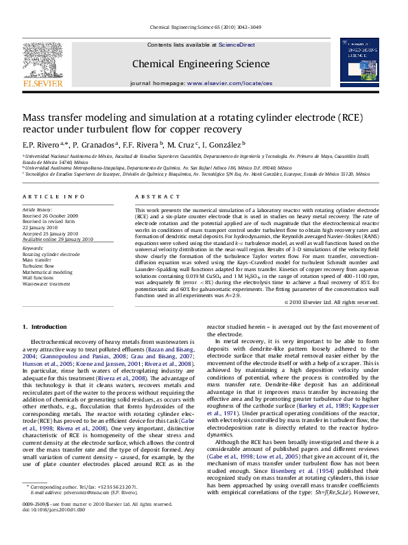 (PDF) Mass transfer modeling and simulation at a rotating cylinder ...