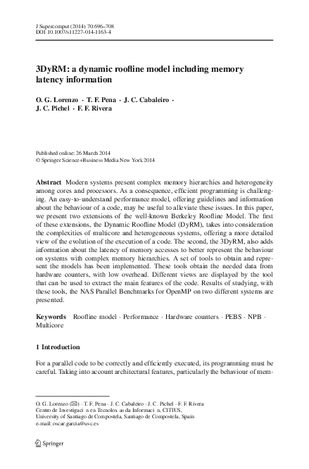 (PDF) 3DyRM: a dynamic roofline model including memory latency information | Francisco Rivera ...