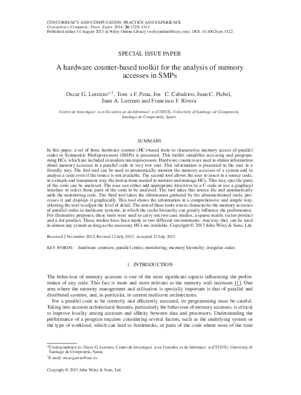 (PDF) A hardware counter-based toolkit for the analysis of memory accesses in SMPs | Francisco ...