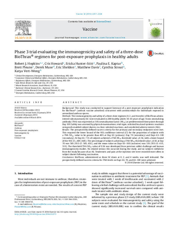(PDF) Phase 3 trial evaluating the immunogenicity and safety of a three ...