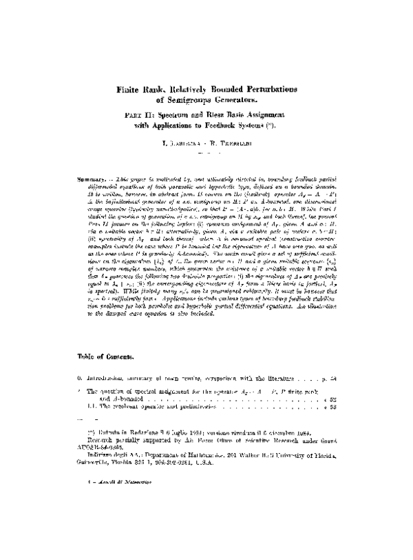 Pdf Finite Rank Relatively Bounded Perturbations Of Semigroups Generators Ii Spectrum And