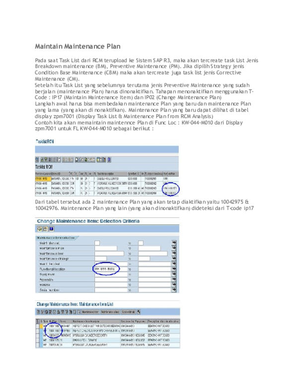 (DOC) Maintain Maintenance Plan