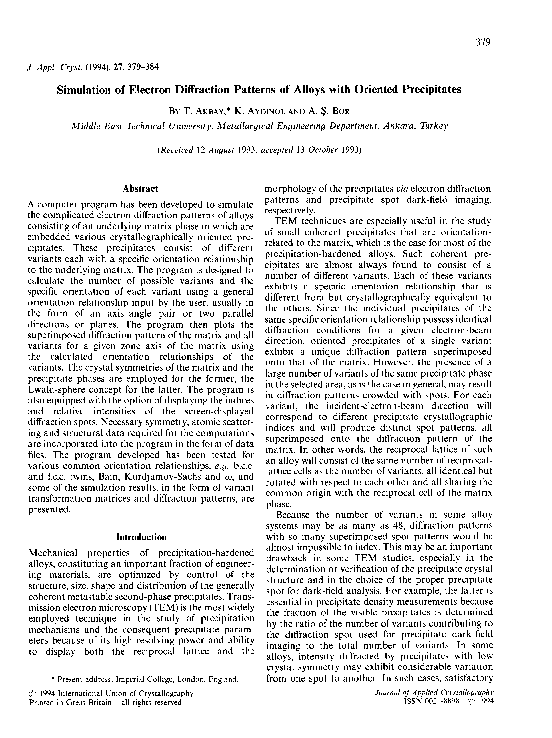 Pdf Simulation Of Electron Diffraction Patterns Of Alloys With
