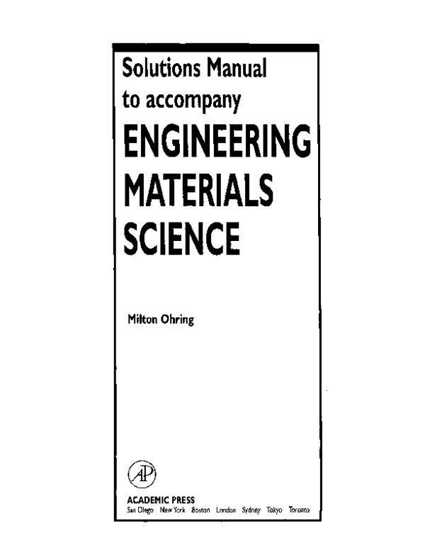 (PDF) ENGINEERING MATERIALS SCIENCE Milton Ohring @ ACADEMIC PRESS