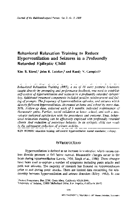 (PDF) Behavioral Relaxation Training to reduce hyperventilation and ...