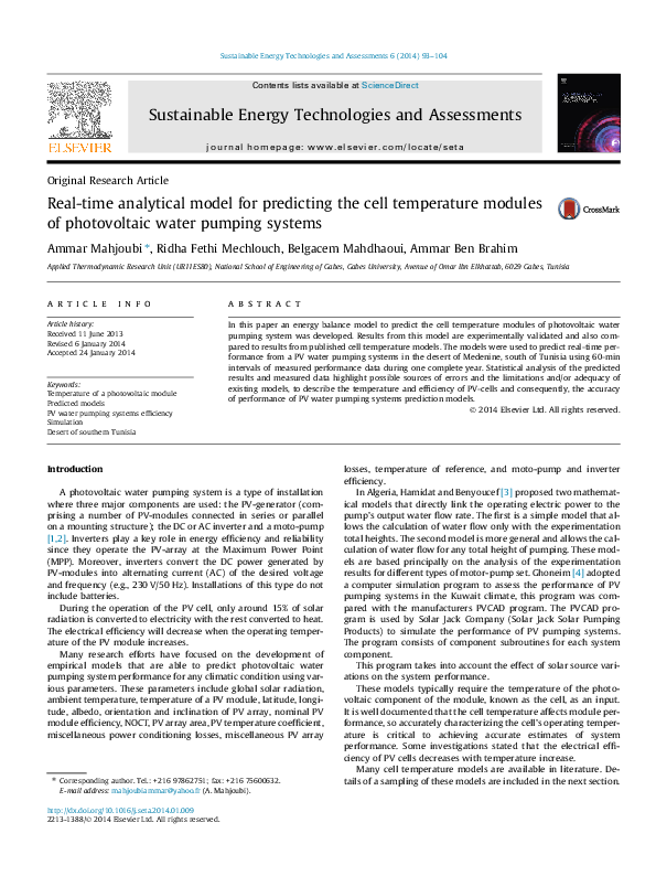 (PDF) Real-time analytical model for predicting the cell temperature ...