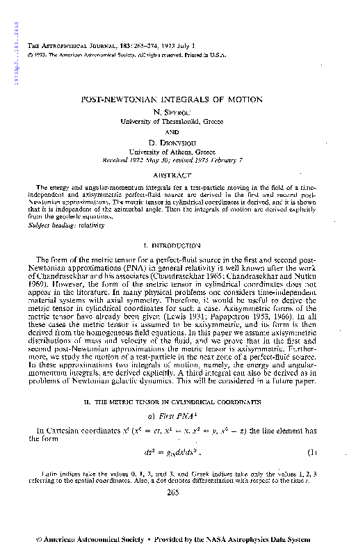(PDF) Post-Newtonian Integrals of Motion