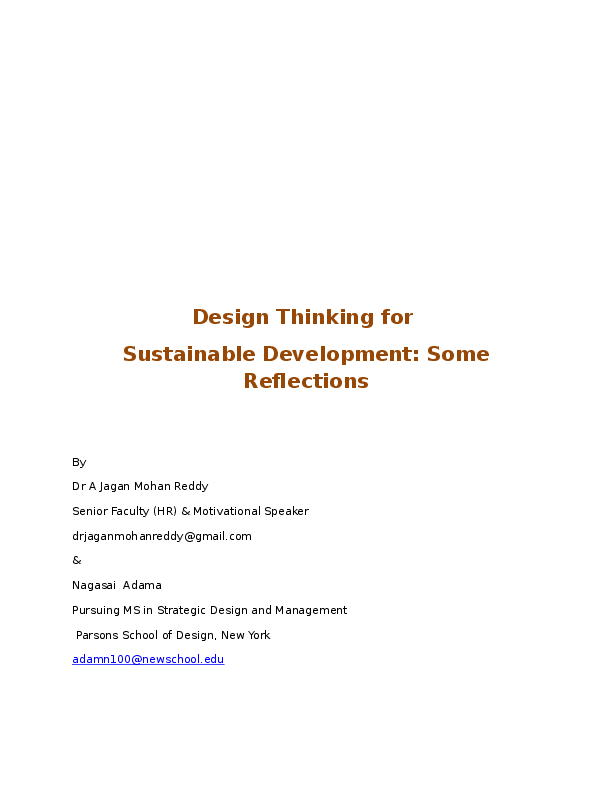 (DOC) Design Thinking for Sustainable Development: Some Reflections