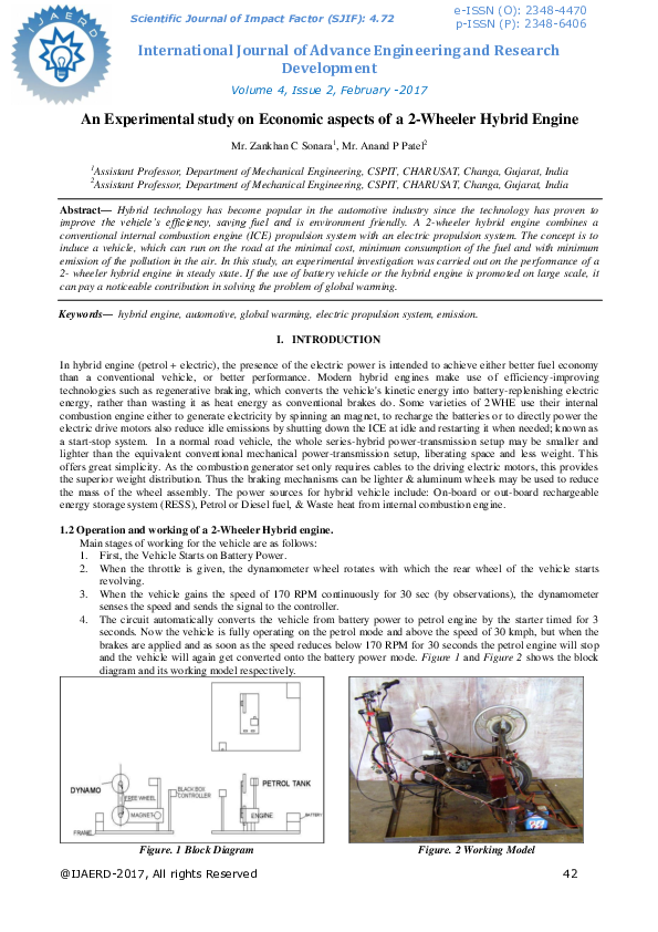 (PDF) An Experimental study on Economic aspects of a 2-Wheeler Hybrid ...