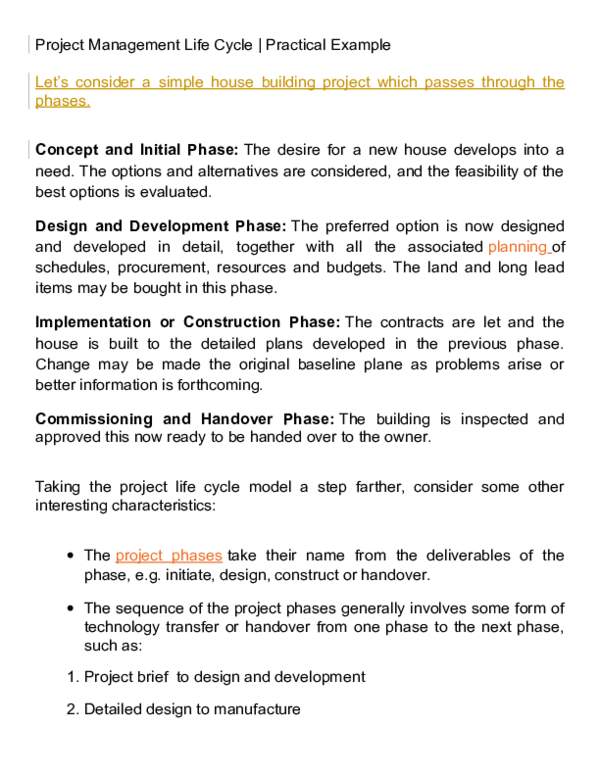 (DOC) Project Management Life Cycle | Practical Example