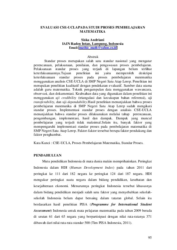 (PDF) EVALUASI CSE-UCLA PADA STUDI PROSES PEMBELAJARAN MATEMATIKA