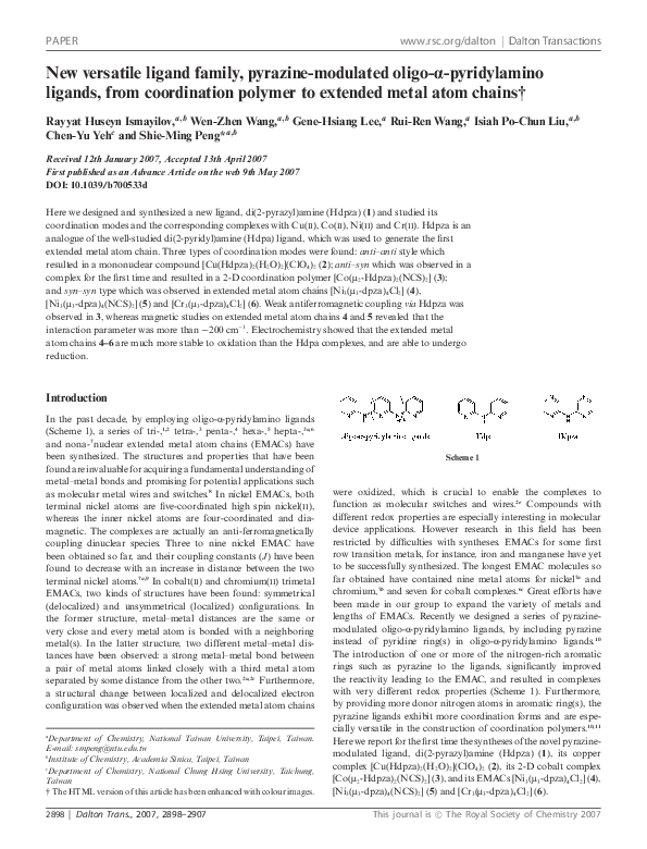 (PDF) New versatile ligand family, pyrazine-modulated oligo ...