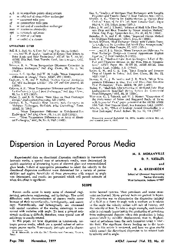 (PDF) Dispersion in layered porous media