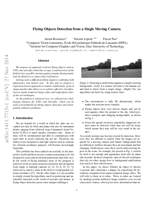 (PDF) Flying Objects Detection from a Single Moving Camera