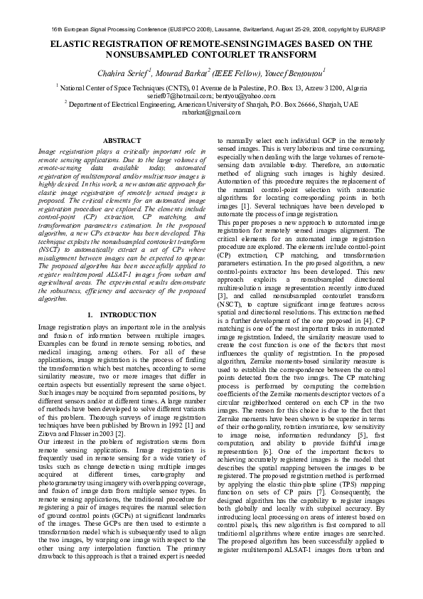 (PDF) Elastic Registration of Remote-Sensing Images Based on the ...