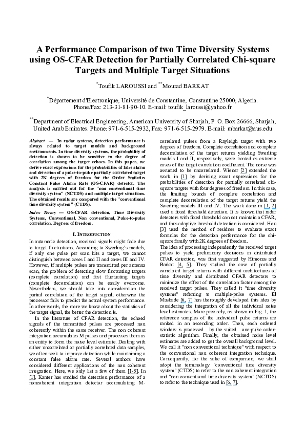 Pdf Comparing Time Diversity Systems In Radar