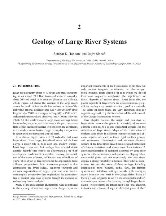 (PDF) Geology of Large River Systems