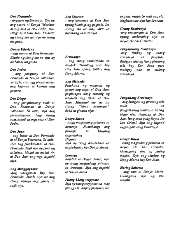 Ibong Adarna Script Pdf