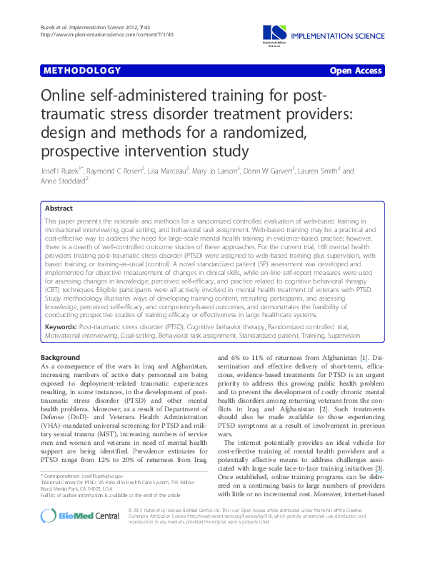 (PDF) Online self-administered training for post-traumatic stress ...