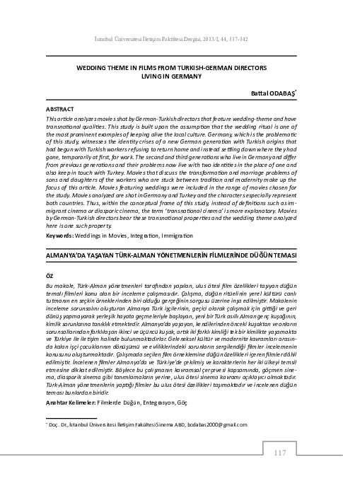 (PDF) Wedding Theme in Films from Turkish-German Directors Living in ...