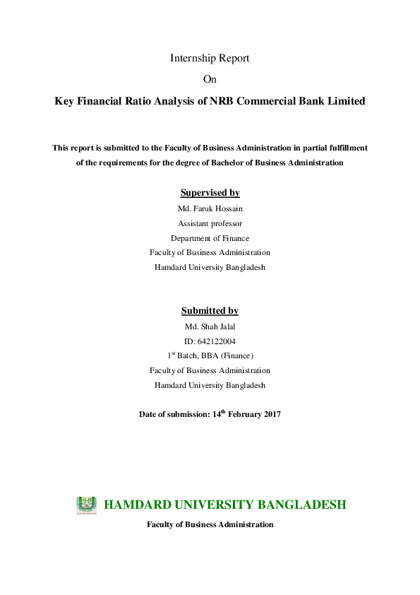 (PDF) Internship Report On Key Financial Ratio Analysis of NRB ...