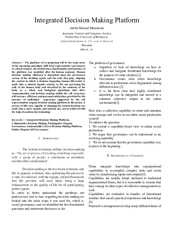 (PDF) Integrated Decision Making Platform