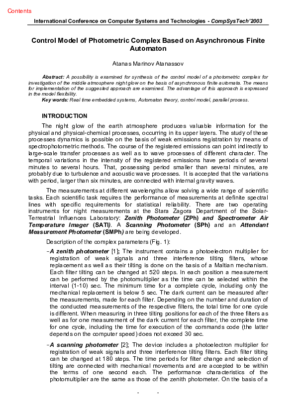 (PDF) Control model of photometric complex based on asynchronous finite automaton | Atanas ...
