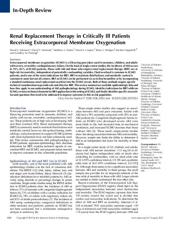 (PDF) Renal Replacement Therapy in Critically Ill Patients Receiving ...