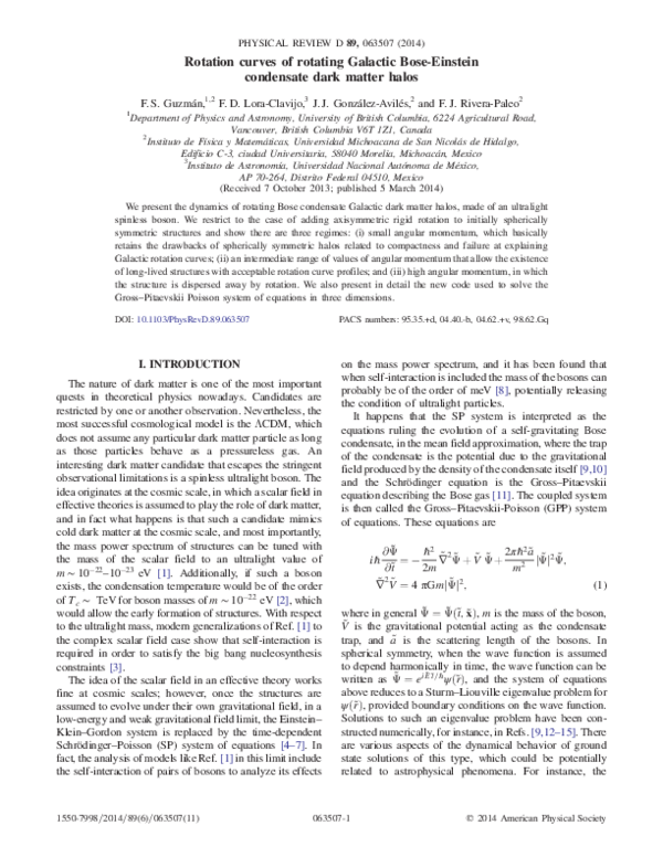 Pdf Rotation Curves Of Rotating Galactic Bose Einstein Condensate Dark Matter Halos