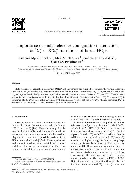 (PDF) Importance of multi-reference configuration interaction for transitions of linear HC7H