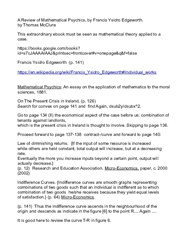 (PDF) A Review of Mathematical Psychics, by Francis Ysidro Edgeworth