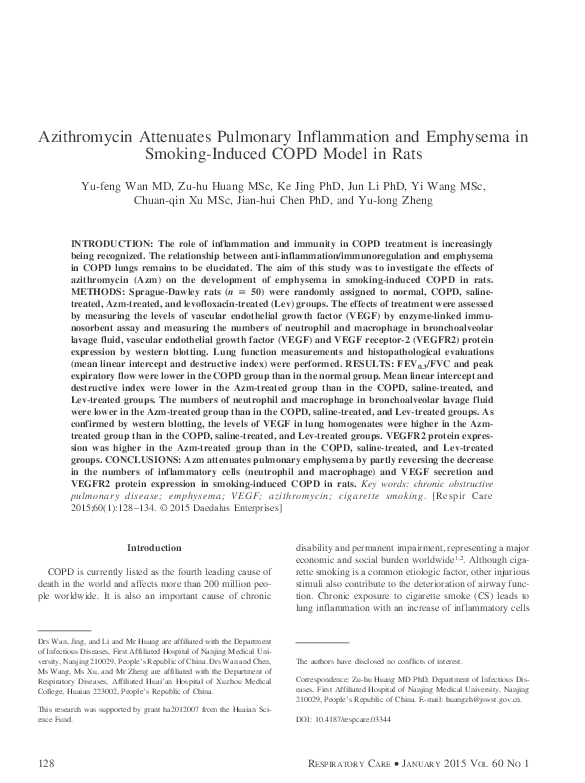 (PDF) Azithromycin Attenuates Pulmonary Inflammation and Emphysema in ...