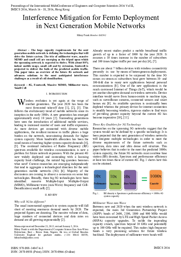 Pdf Interference Mitigation For Femto Deployment In Next Generation Mobile Networks