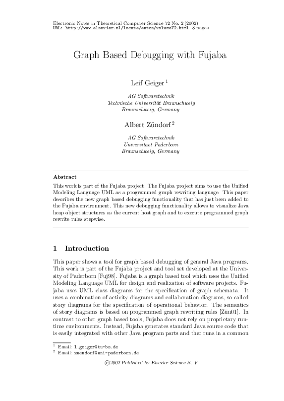 (PDF) Graph Based Debugging with Fujaba