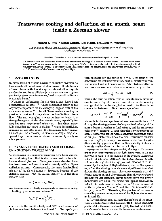 (PDF) Transverse cooling and deflection of an atomic beam inside a ...