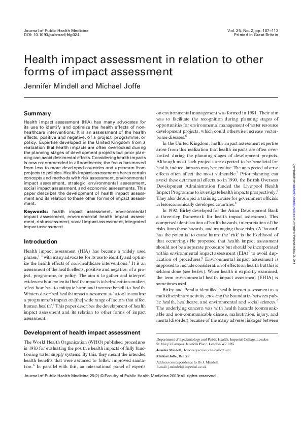 PDF Health Impact Assessment In Relation To Other Forms Of Impact pdf-health-impact-assessment-in-relation-to-other-forms-of-impact