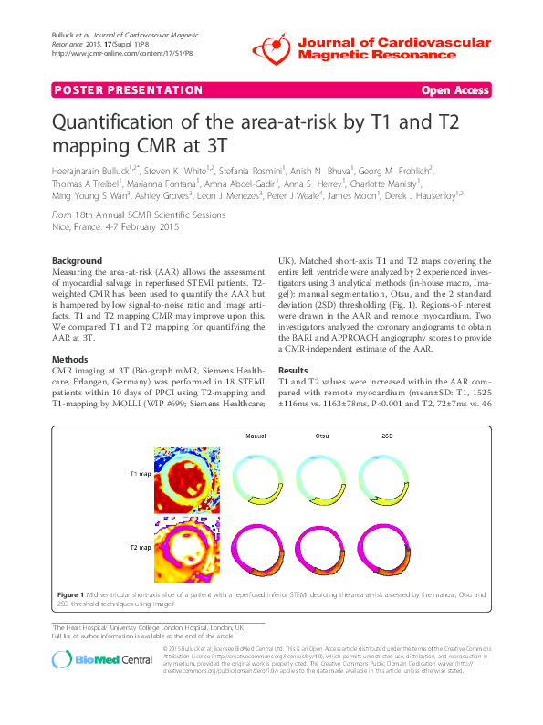 (PDF) Quantification of the area-at-risk by T1 and T2 mapping CMR at 3T