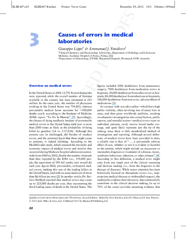 (PDF) Causes of Errors in Medical Laboratories