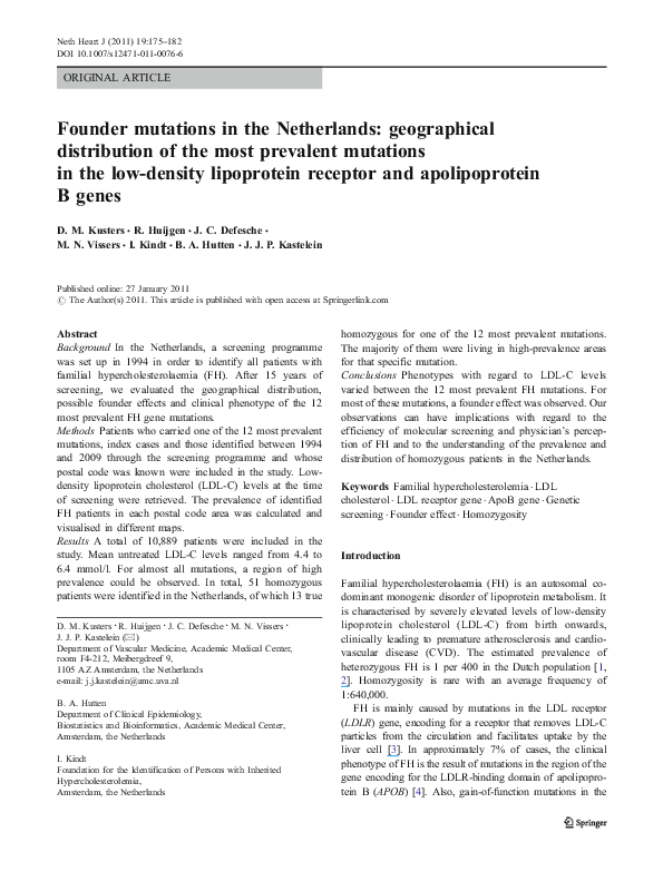 (PDF) Founder mutations in the Netherlands: geographical distribution ...