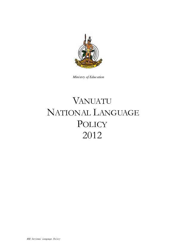 (PDF) MOE National Language Policy Vanuatu National Language Policy 2012
