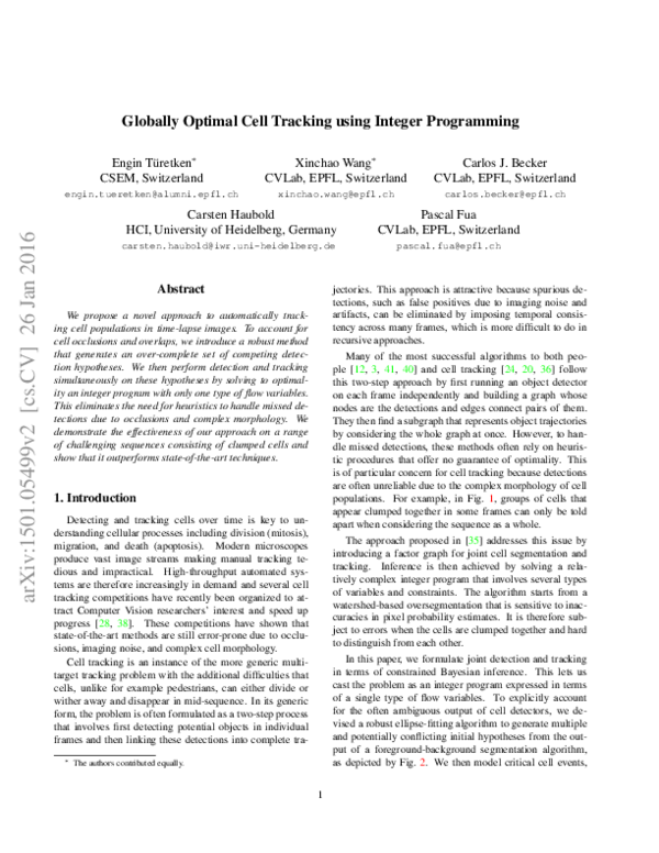 Pdf Detecting And Tracking Cells Using Network Flow Programming