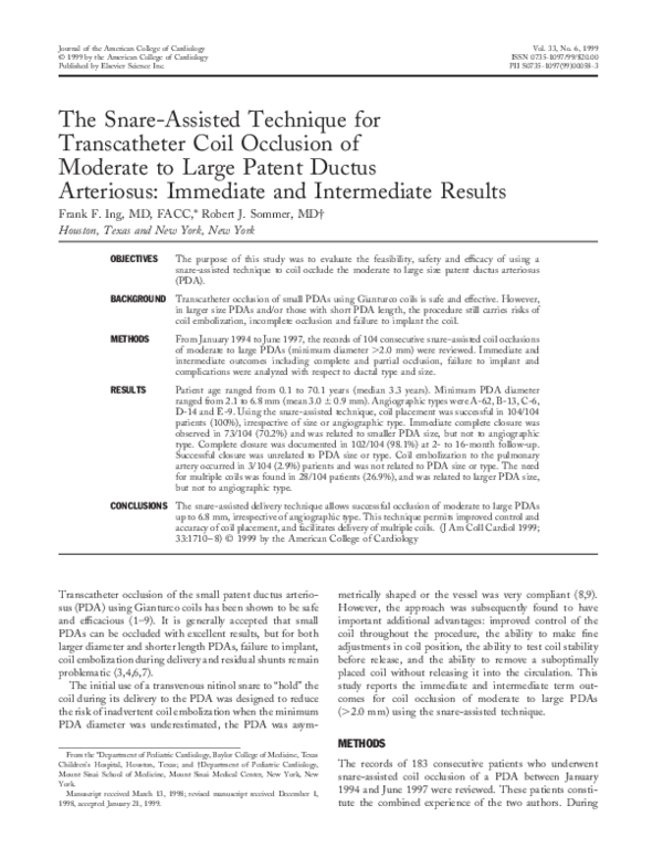 (PDF) The snare-assisted technique for transcatheter coil occlusion of ...
