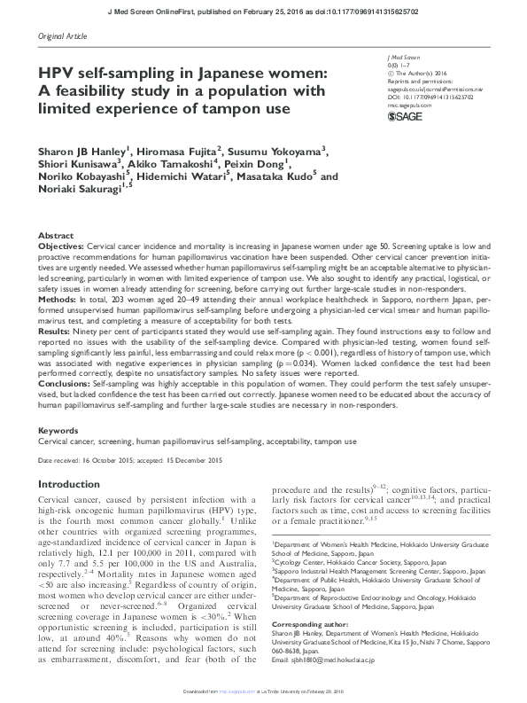(PDF) Acceptability of self-sampling in Portuguese women: the good, the ...