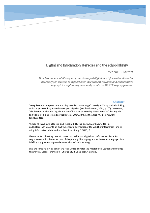 (PDF) Digital and information literacies and the school library: A case ...