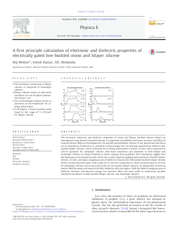 (PDF) A first principle calculation of electronic and dielectric ...
