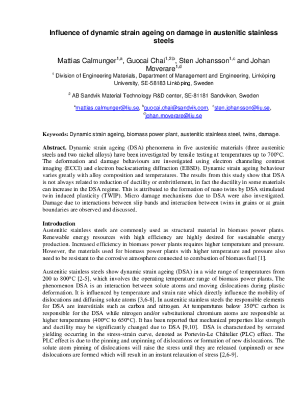 (PDF) Influence of dynamic strain ageing on damage in austenitic ...