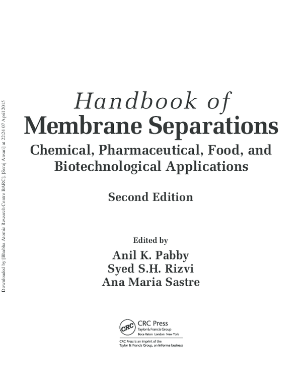 (PDF) Handbook of Membrane Separations