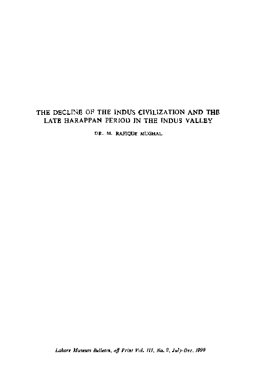 (PDF) The Decline of the Indus Civilization and the Late Harappan ...