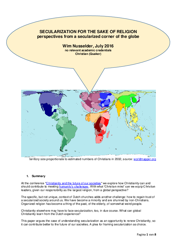 (PDF) Secularization for the sake of religion